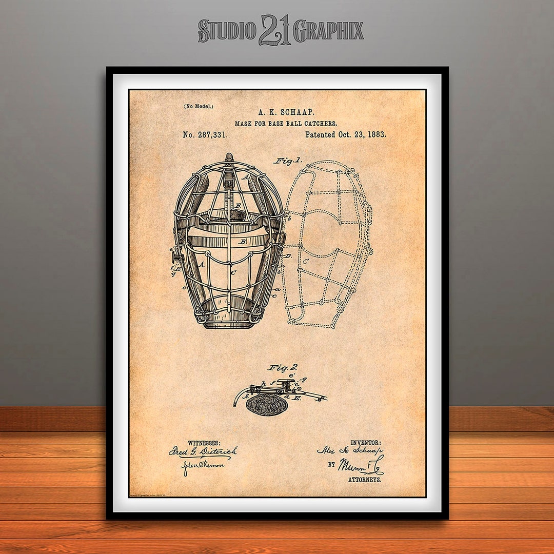 1883 Baseball Catchers Mask Patent Print Baseball Decor - Etsy