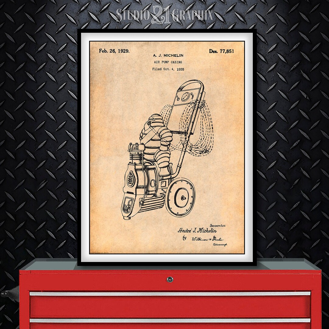 1929 Michelin Man Air Compressor Patent Print Workshop Decor - Etsy