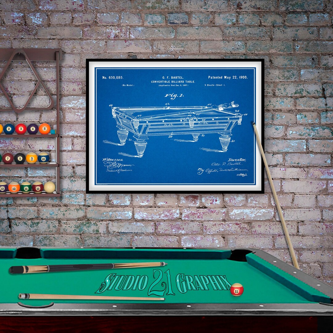 1897 Convertible Billiard Table Patent Print, Patent Art, Pool Print ...