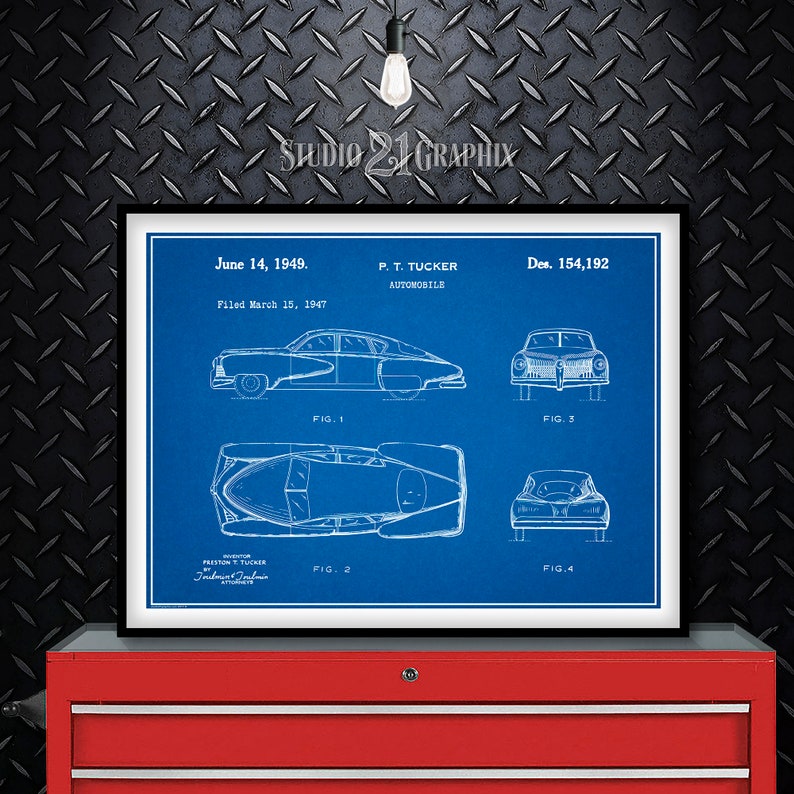 1949 Tucker Automobile Patent Print Garage Art Tucker | Etsy