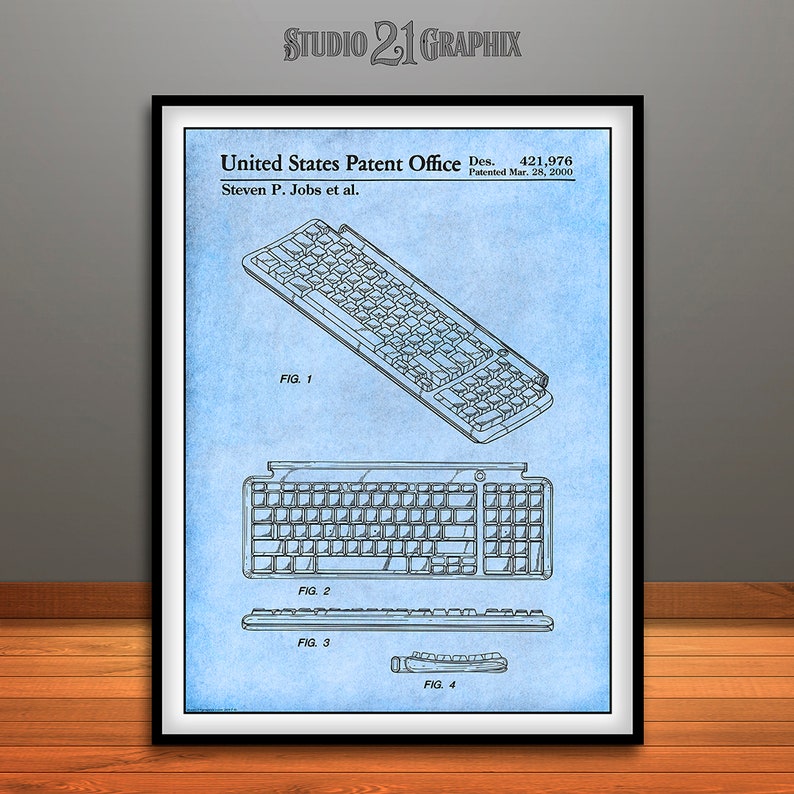 Steve Jobs Apple Computer Keyboard Patent Apple Computer Art | Etsy