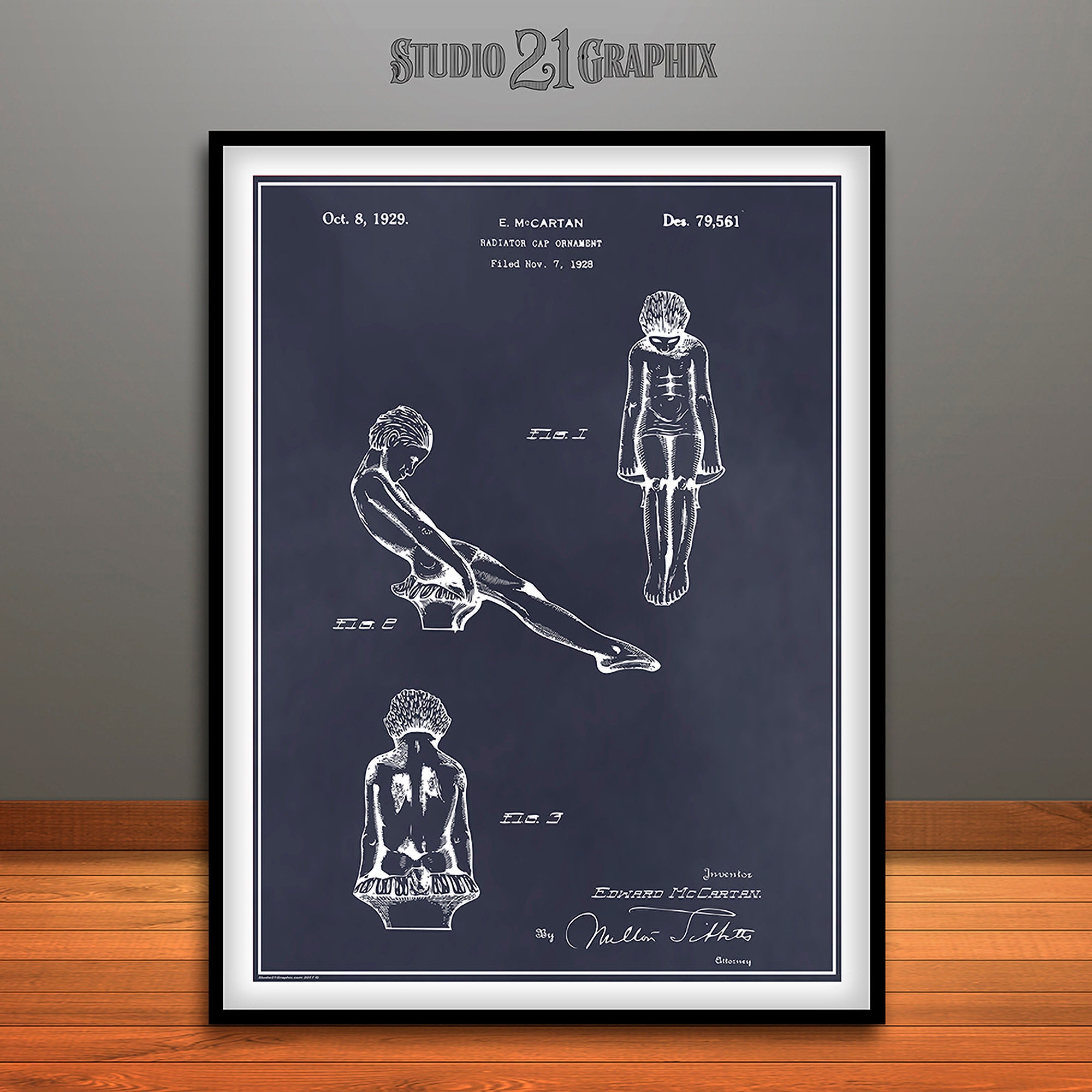 1929 Packard Hood Ornament Adonis Patent Print Automotive | Etsy