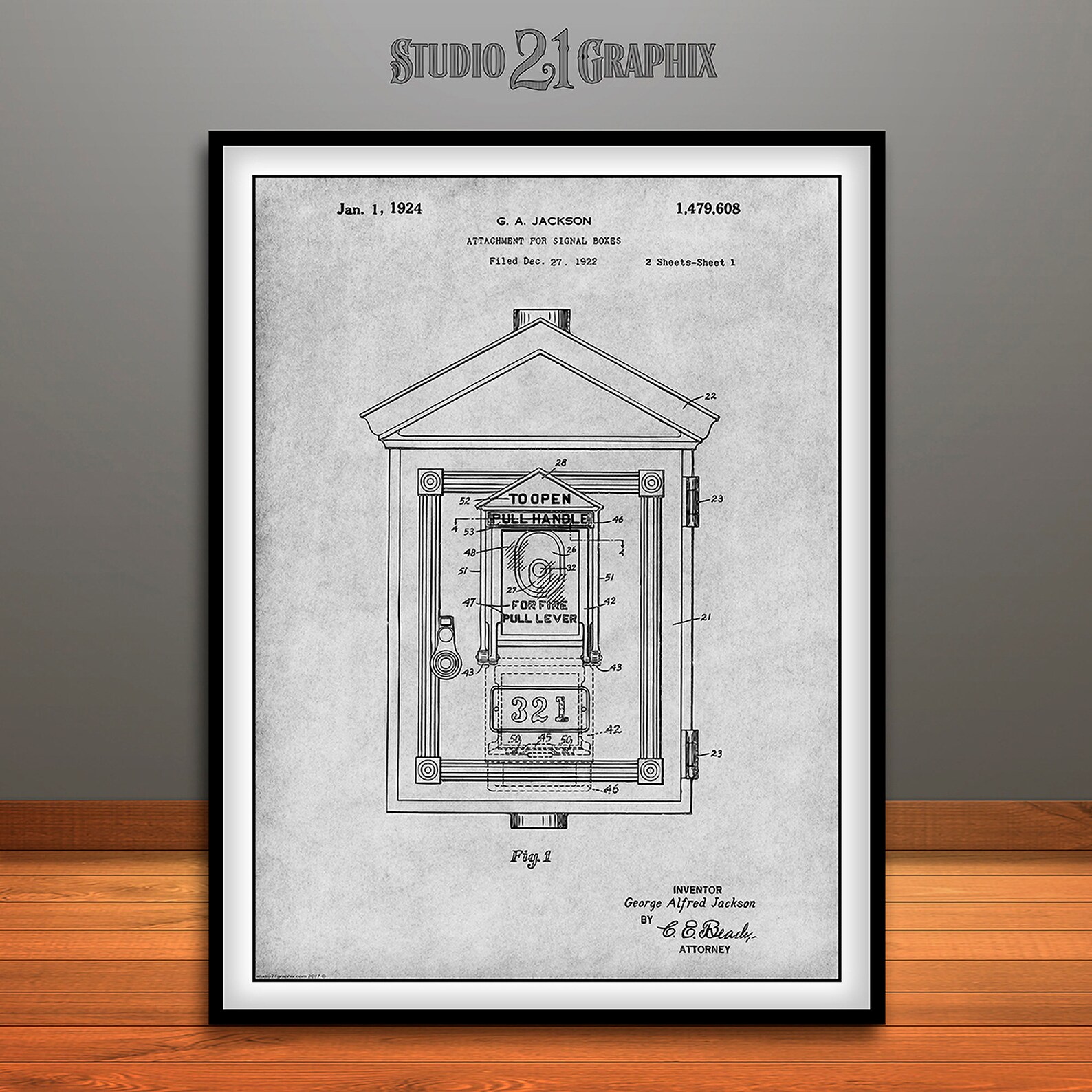 1922 Fire Signal Box Patent Print Firefighter Art - Etsy