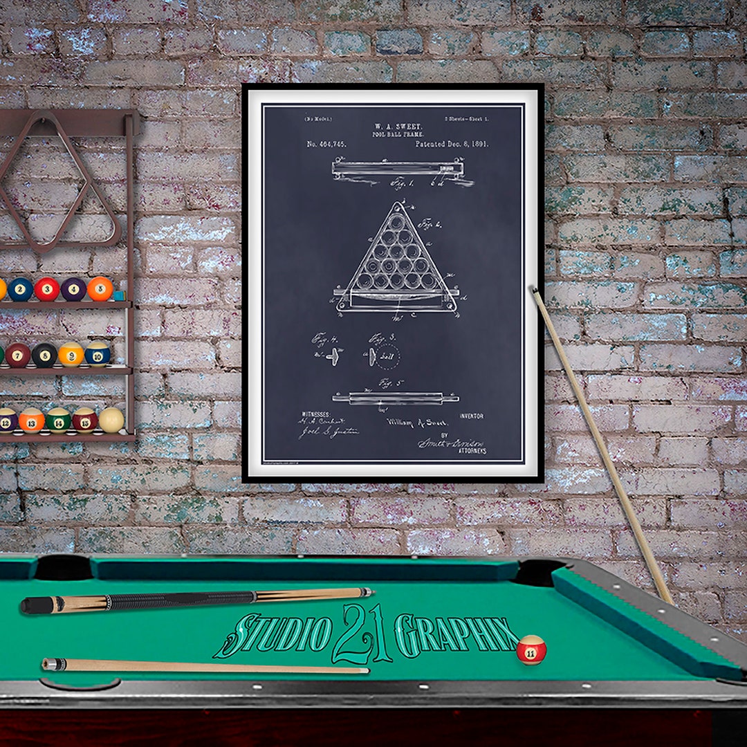 1891 Billiard Ball Rack Patent Print, Patent Art, Pool Print, Patent ...