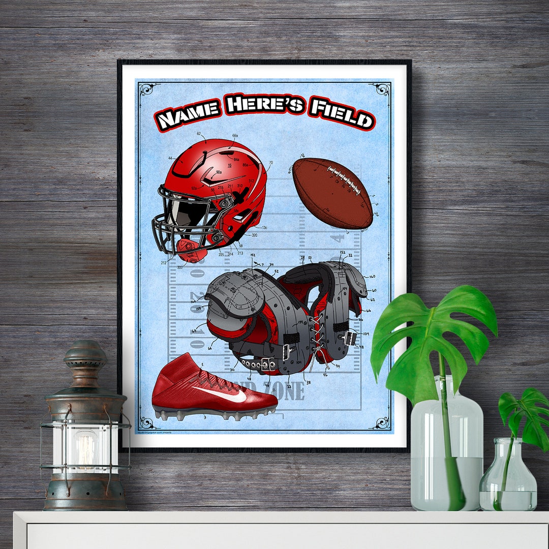 Custom Football Art Print, Boys Playroom Decor, Touchdown Poster - Etsy