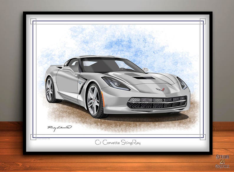 C7 Chevrolet Corvette Muscle Car Art Print Stingray Mechanic | Etsy
