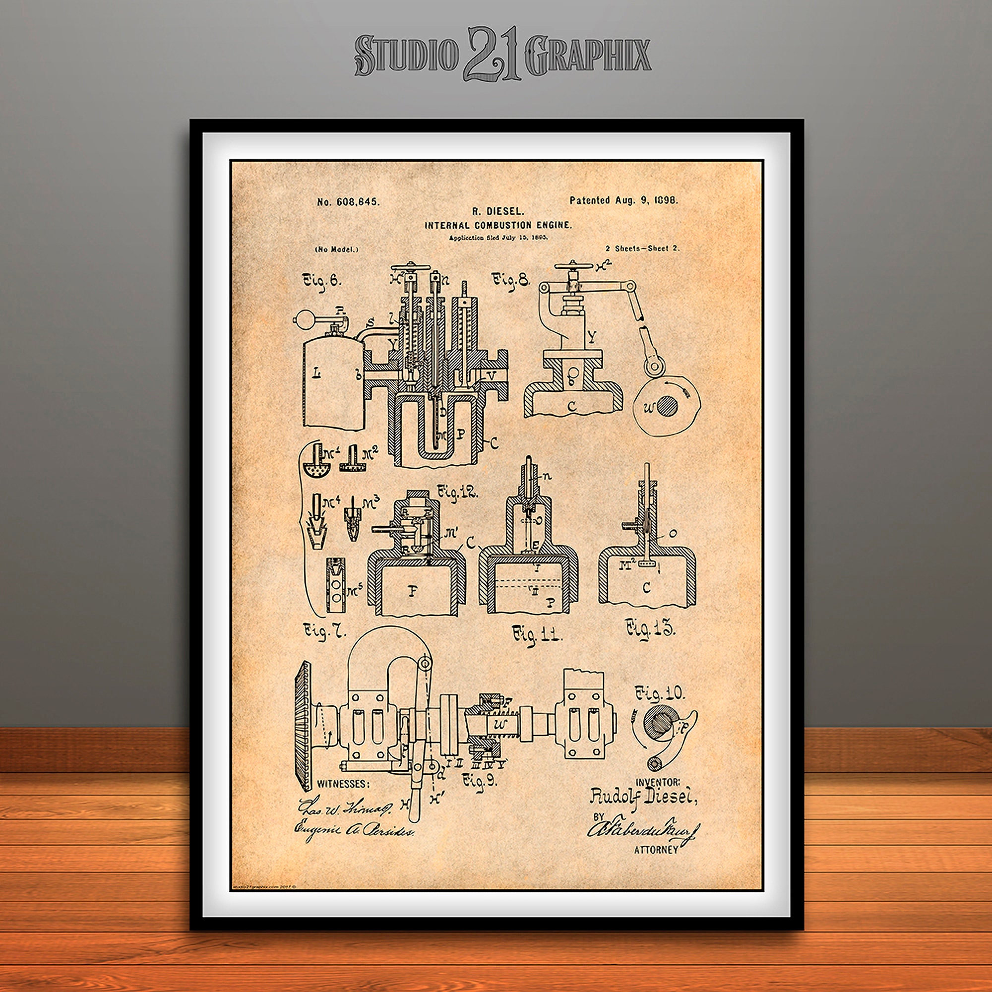 1895 Rudolf Diesel Engine Patent Print UNFRAMED - Etsy