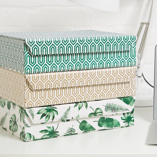 Recycled Gold Floral Print A4 Storage Box Covered in - Etsy