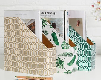 Recycled Gold Floral Magazine File Holder Covered in Beautiful Hand ...