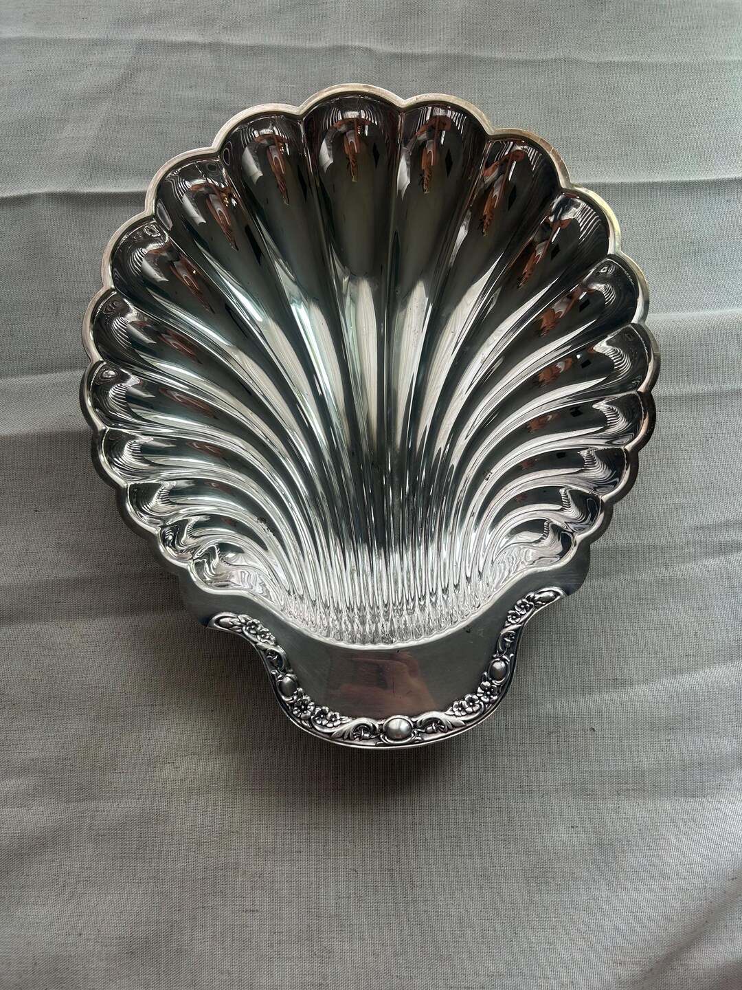 Vintage Crescent Silver Clam Shell Serving Dish | Silver Seashell Bowl ...