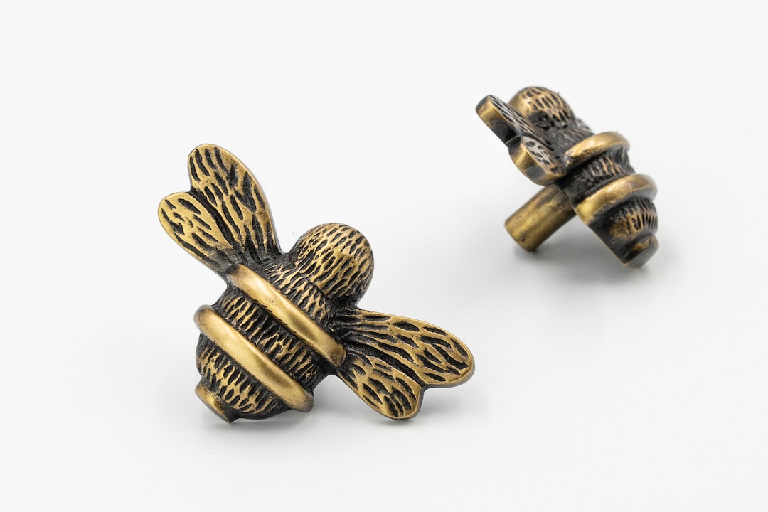 Solid Brass Bee Drawer Knob | Heritage Finish - Etsy