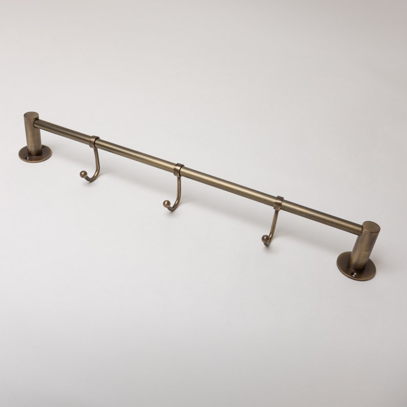 Solid Brass Kitchen Hook Rail | Utensil Hanging Rail | Wardrobe ...
