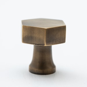 Solid Brass Hexagonal Knob | Pull Handles & Knobs | Kitchen Handles | Bedroom Furniture - Solid ...
