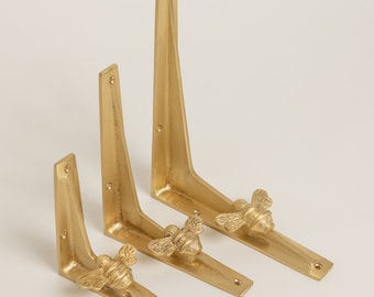 Satin Brass Sunrise Shelf Brackets Heavy Duty Brackets for Kitchen ...