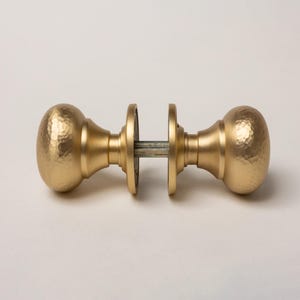 Set of 2 Solid Brass Door Knobs - Hammered Satin Brass | Brass and Mortice Rim Lock Handles ...