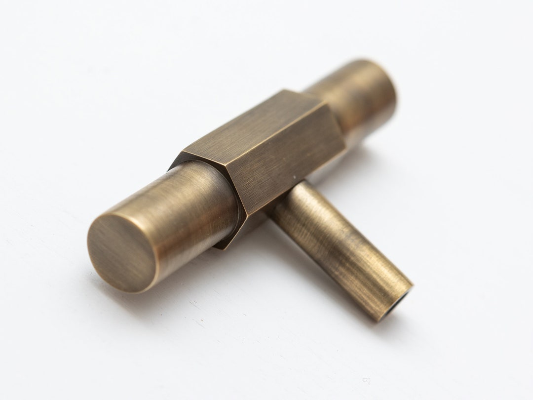 Solid Brass Hexagonal Kitchen Cabinet Pull | Modern Furniture Handle - Etsy