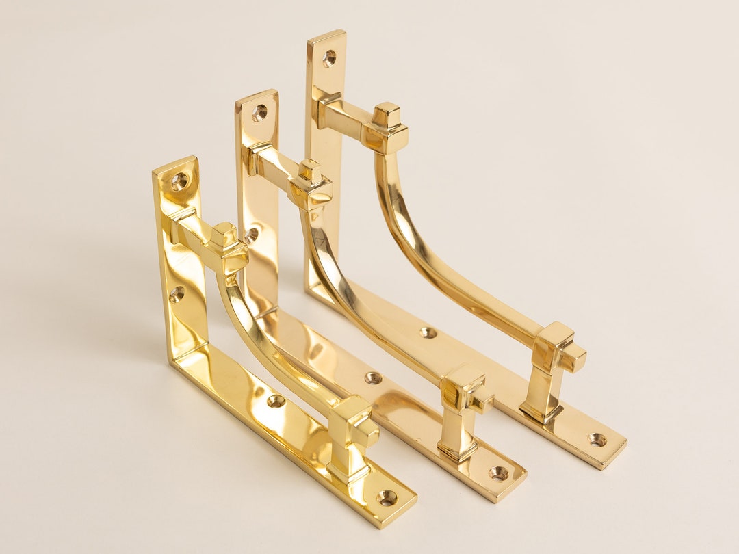 Polished Brass Vintage Industrial Style Solid Brass Shelf Brackets ...