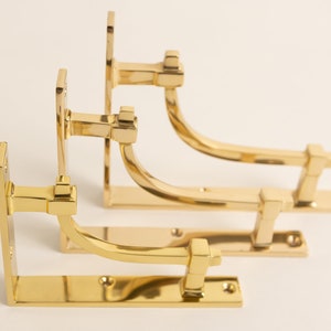 Polished Brass Vintage Industrial Style Solid Brass Shelf Brackets | Brass Shelving Heavy Solid ...