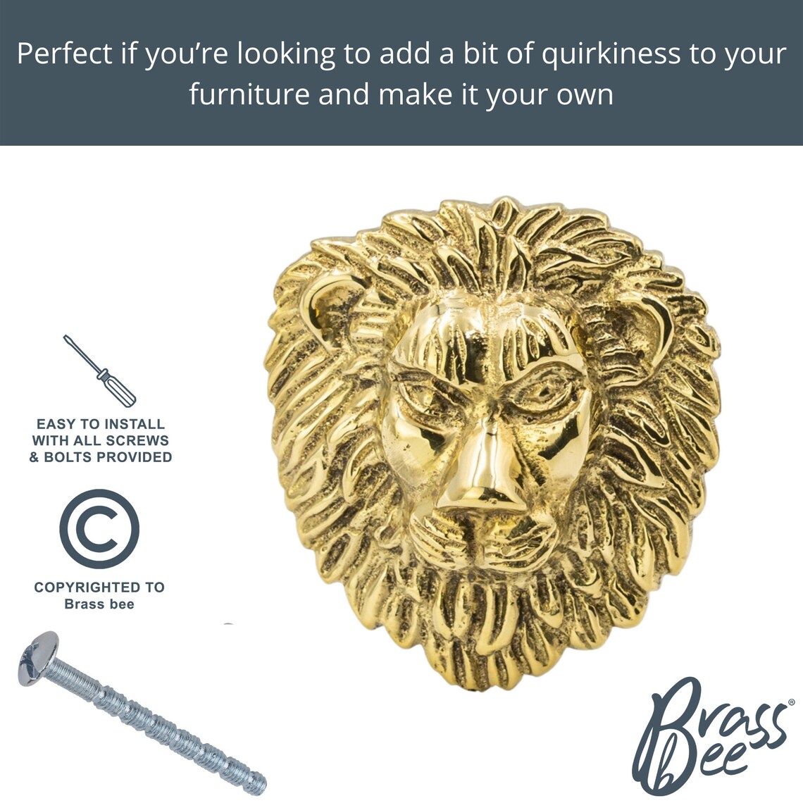 6 X Brass Lion Drawer Knobs Drawer Handle Cabinet Knob 4 - Etsy