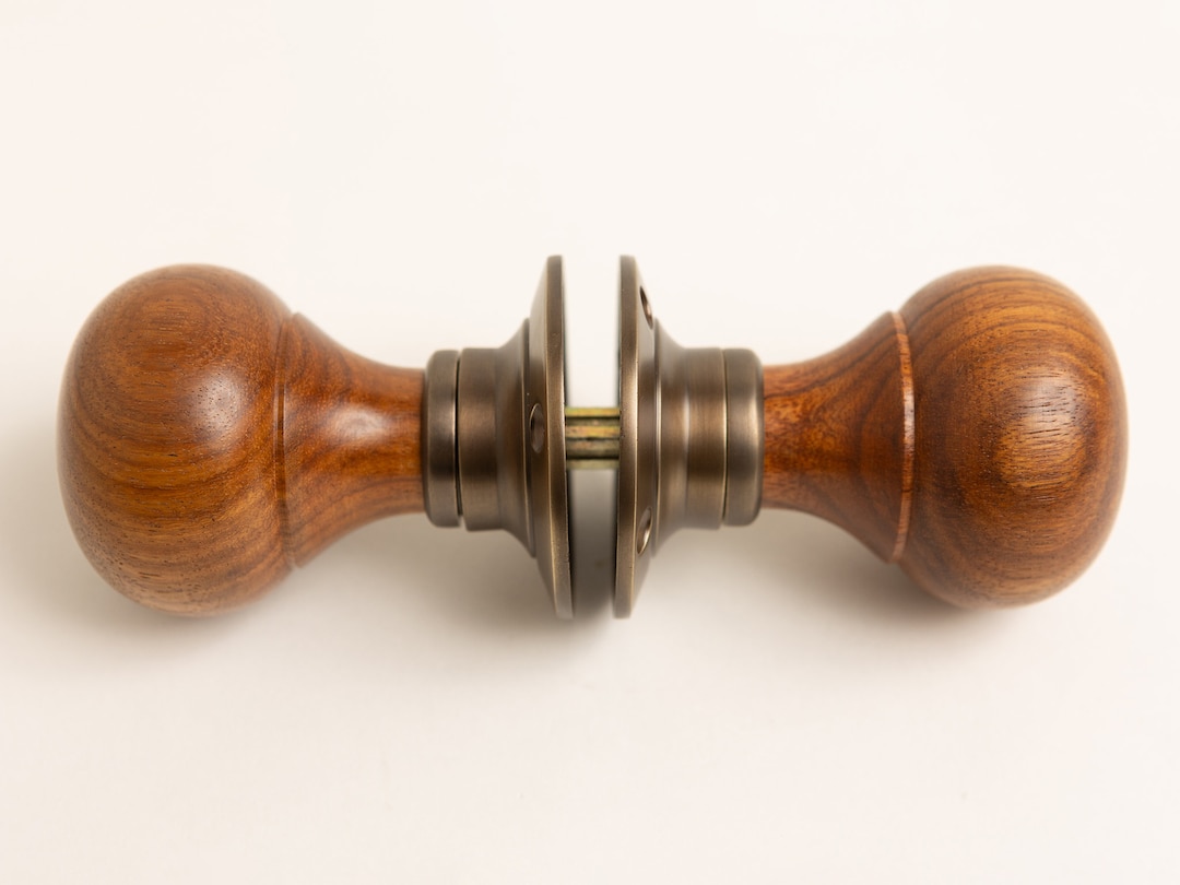 Set of 2 Plain Rosewood Door Knobs | Brass and Mortice Rim Lock Handles | Sold as Pair | Antique ...