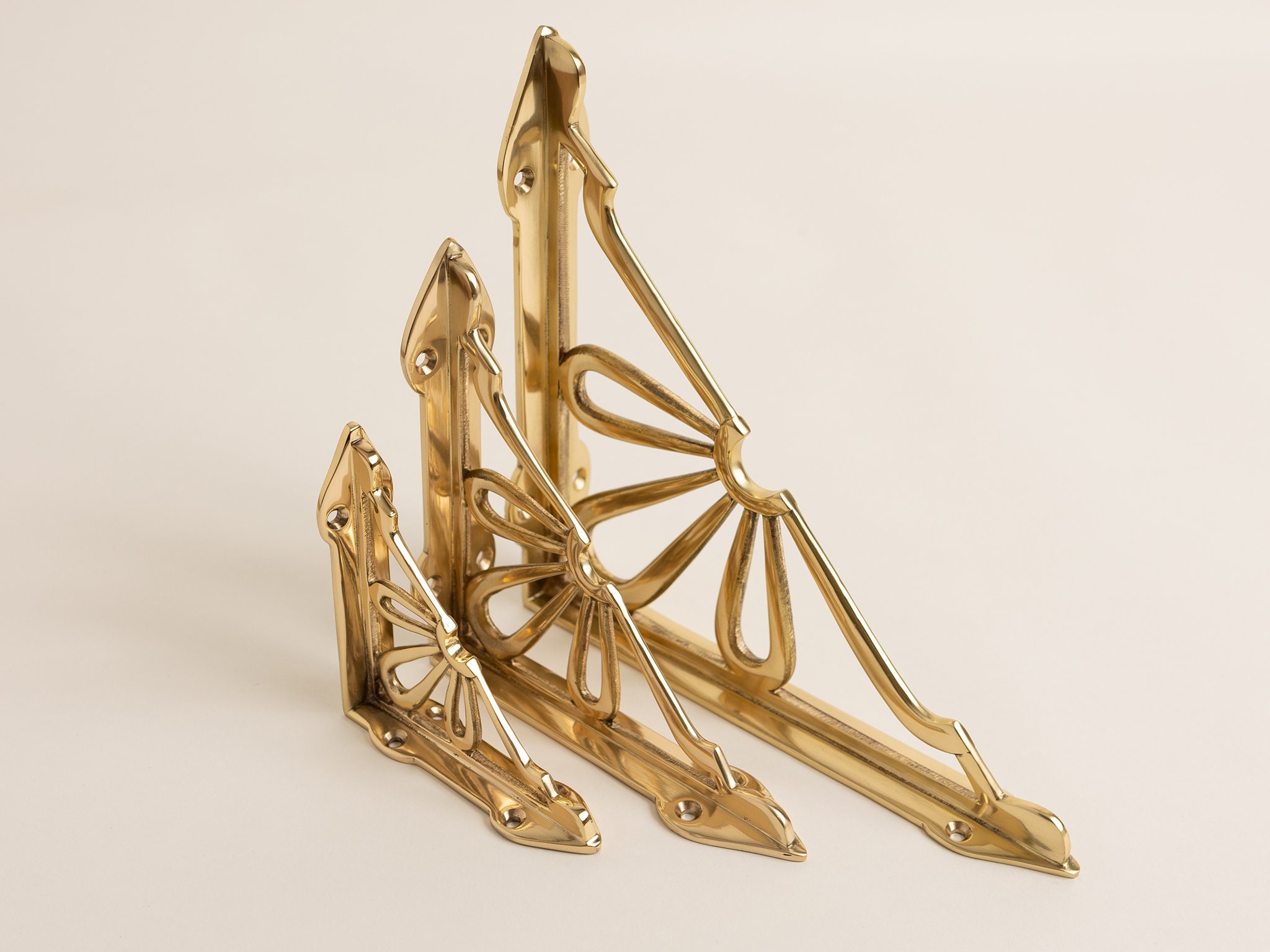 Polished Brass Flower Shelf Brackets | Heavy Duty Brackets for Kitchen ...