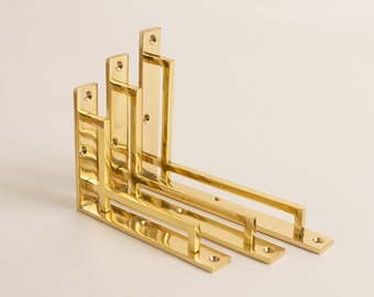 Unlacquered Brass Classic Shelf Brackets Polished Solid Cast Brass ...