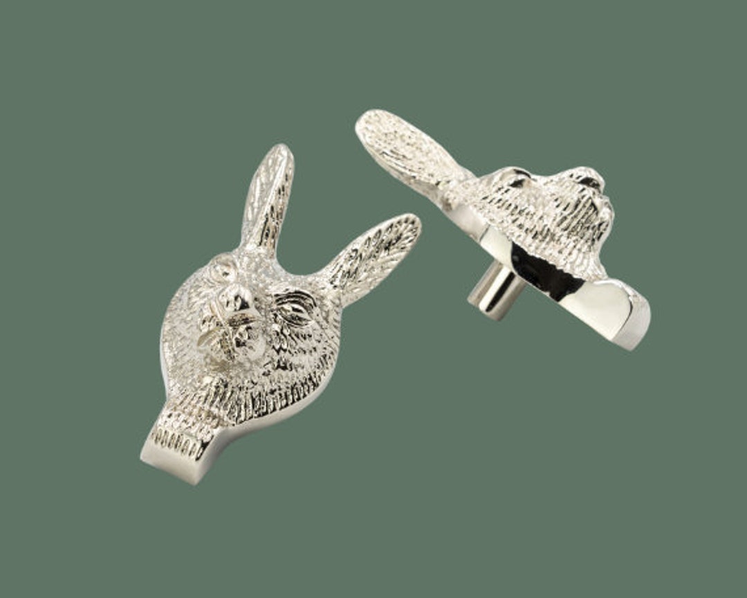 Brass Hare Rabbit Drawer Knob Drawer Handle Cabinet Knob Nickel Finish ...