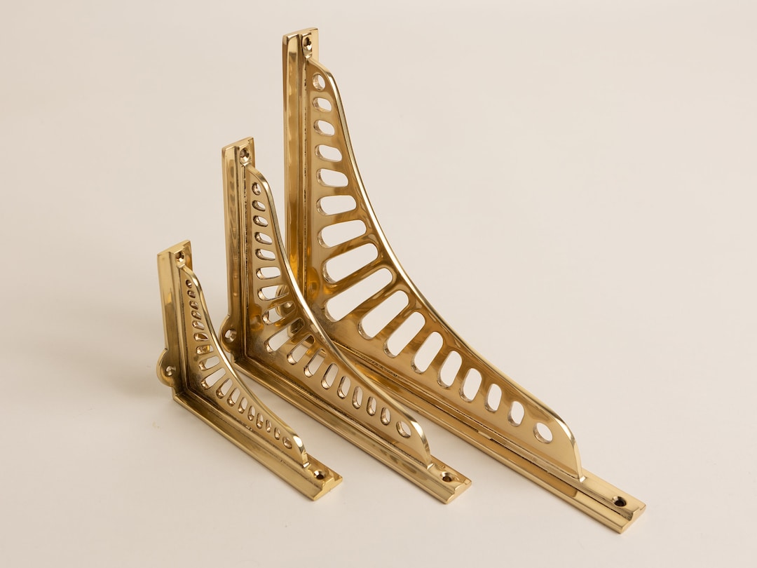 Polished Brass Sunrise Shelf Brackets | Heavy Duty Brackets for Kitchen ...