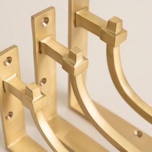 Satin Brass Vintage Industrial Style Solid Brass Shelf Brackets | Brass ...