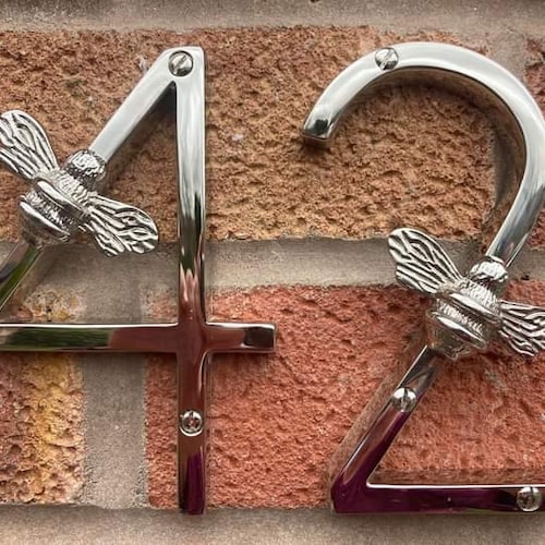 House Number Sign 5 Inch 13 Cm Modern Brass Door Numbers - Etsy