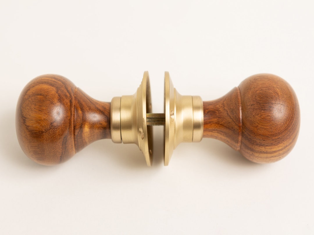 Set of 2 Plain Rosewood Door Knobs | Brass and Mortice Rim Lock Handles | Sold as Pair | Antique ...