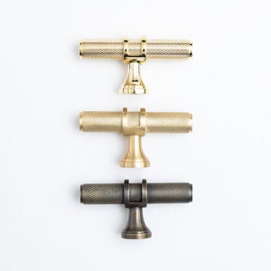 Solid Brass Knurled Pull Handles & Knobs | Kitchen Handles With Ring and Turned Feet | Bedroom ...