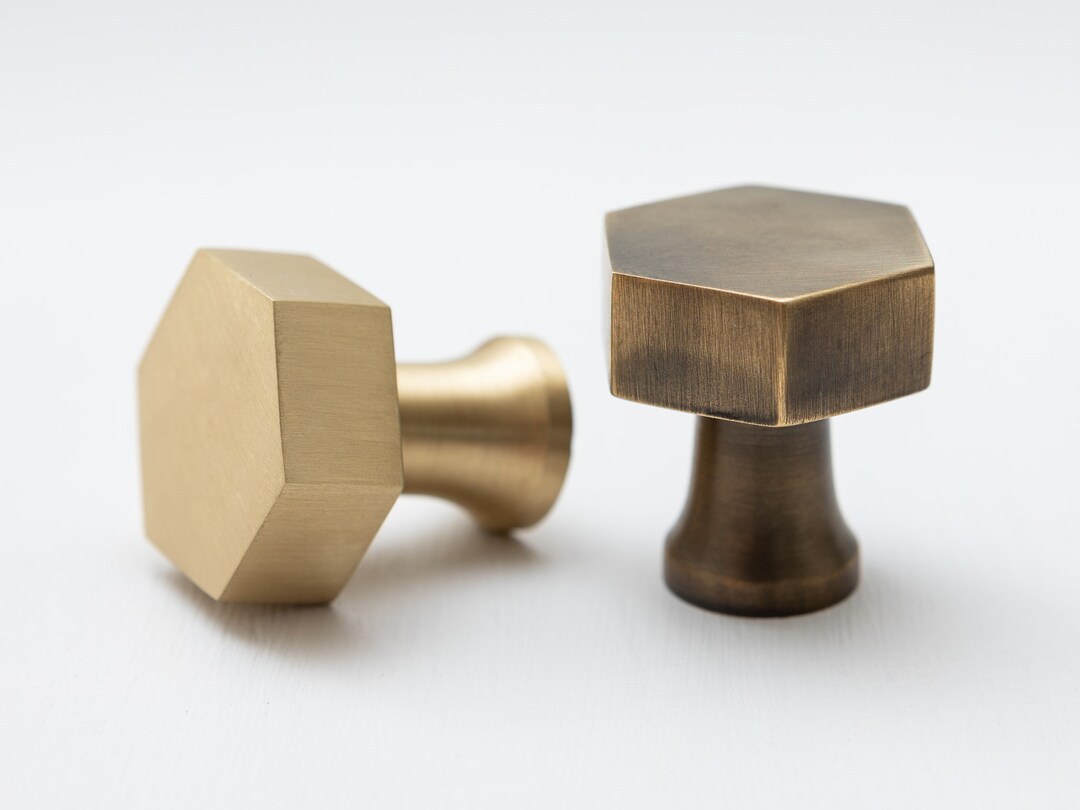 Solid Brass Hexagonal Knob | Pull Handles & Knobs | Kitchen Handles | Bedroom Furniture - Solid ...
