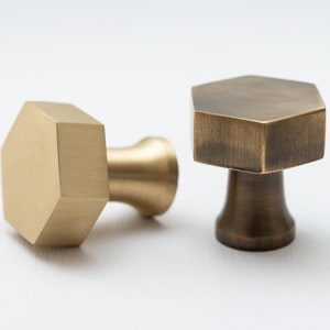 Solid Brass Hexagonal Knob | Pull Handles & Knobs | Kitchen Handles ...