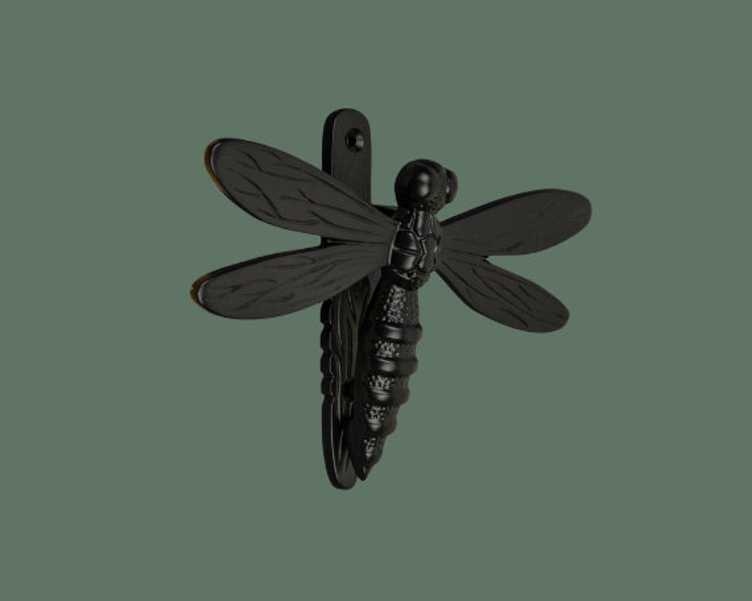 Brass Bee Door Knocker - Black Finish - Solid Brass Dragonfly Door ...