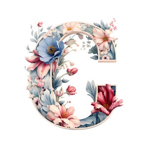 A-Z Floral Alphabet Clipart Collection, Wild Flowers Alphabet, 26 PNG ...