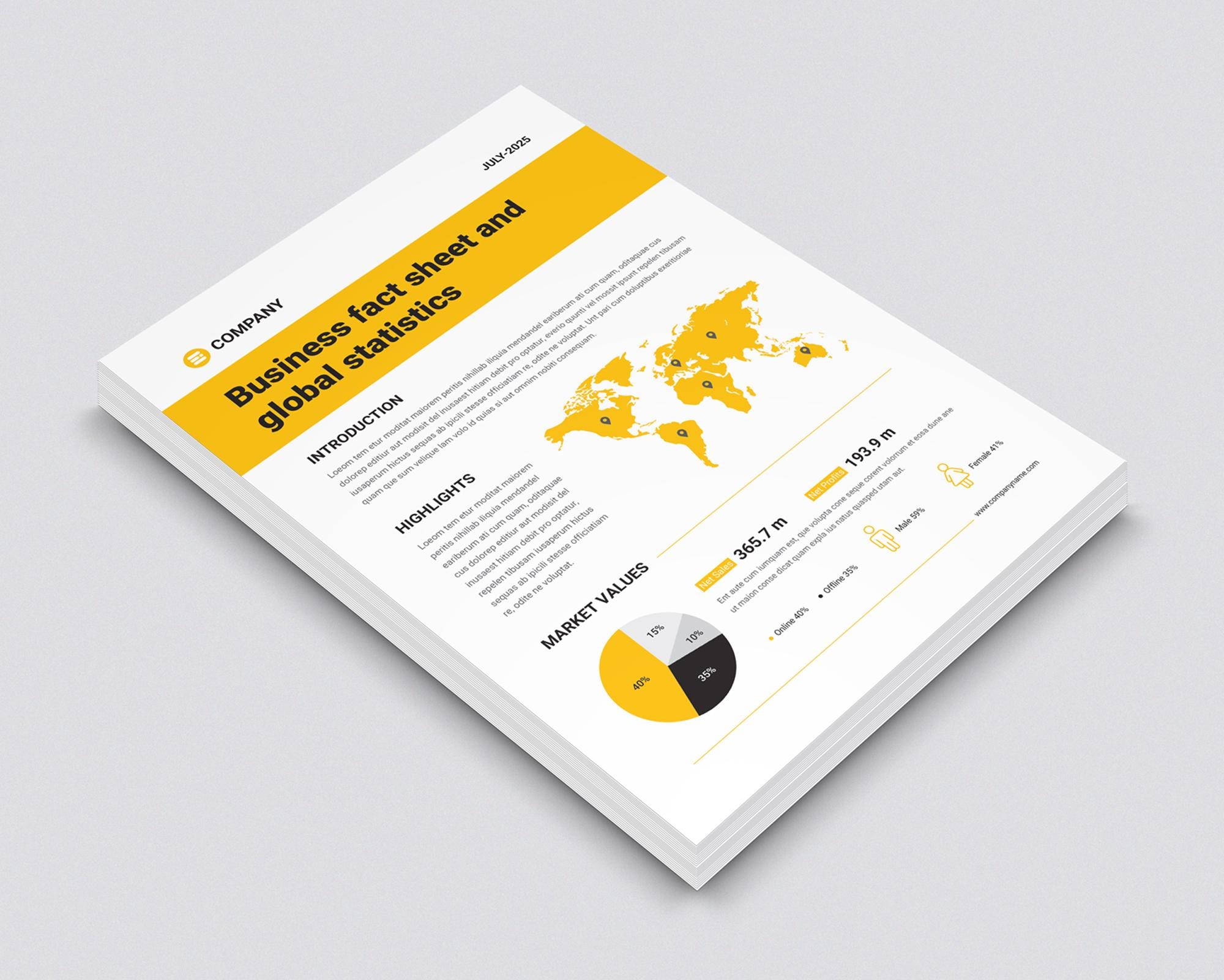 Business Fact Sheet Template, Company Data Sheet, Canva Word Data Sheet ...