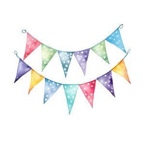 Watercolor Bunting Clipart, Bunting Banners, 12 High-quality JPG ...