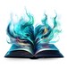 Magical Flame Open Books Clipart, 12 High Quality JPG, Fantasy Wizard ...
