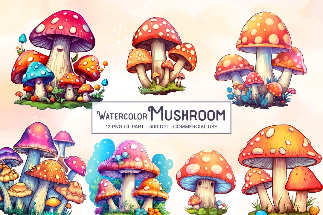 Watercolor Mushroom PNG Clipart, 12 High-quality Mushroom PNG, Mushroom ...