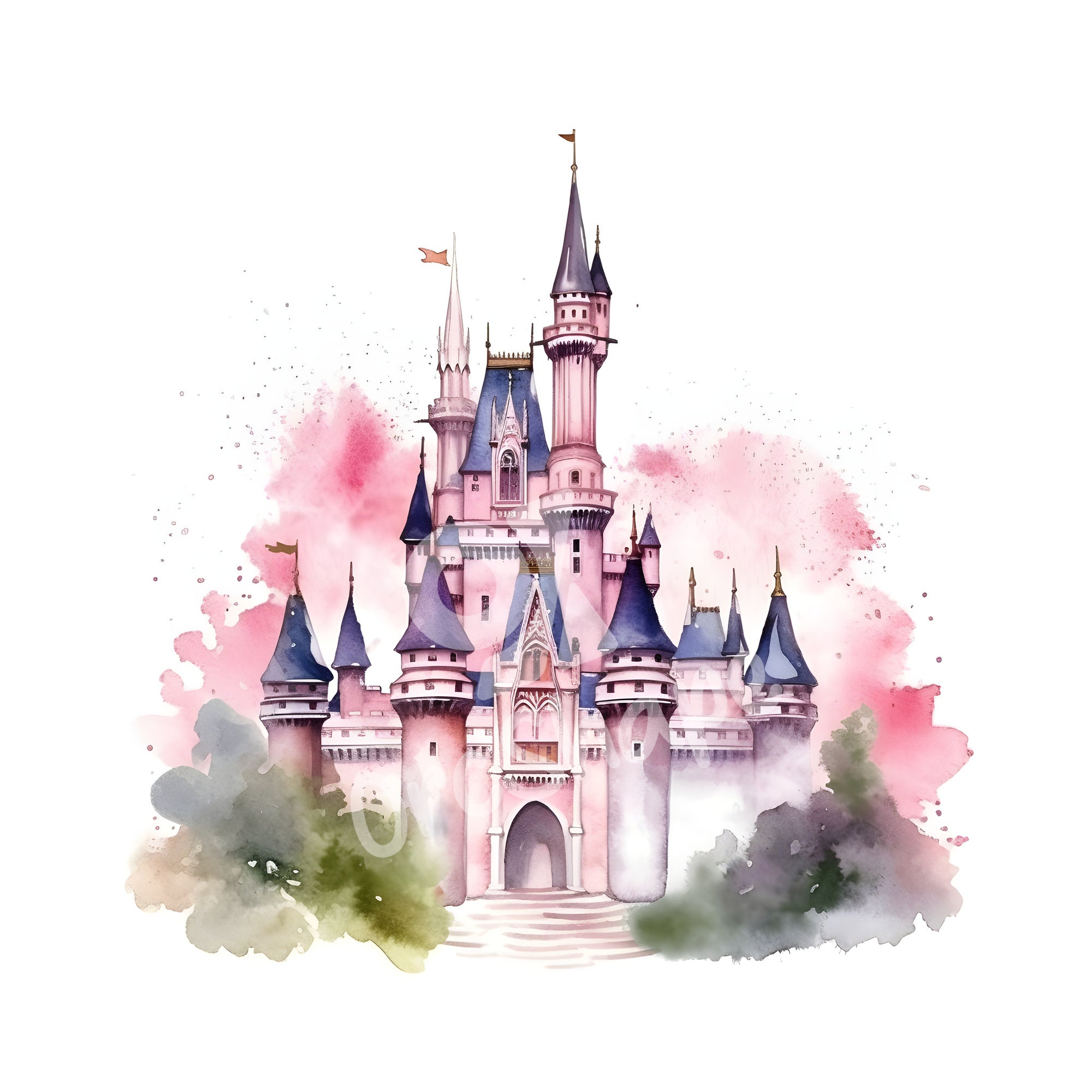 Watercolor Princess Castle Clipart, Fairy Princess Castle, Princess ...
