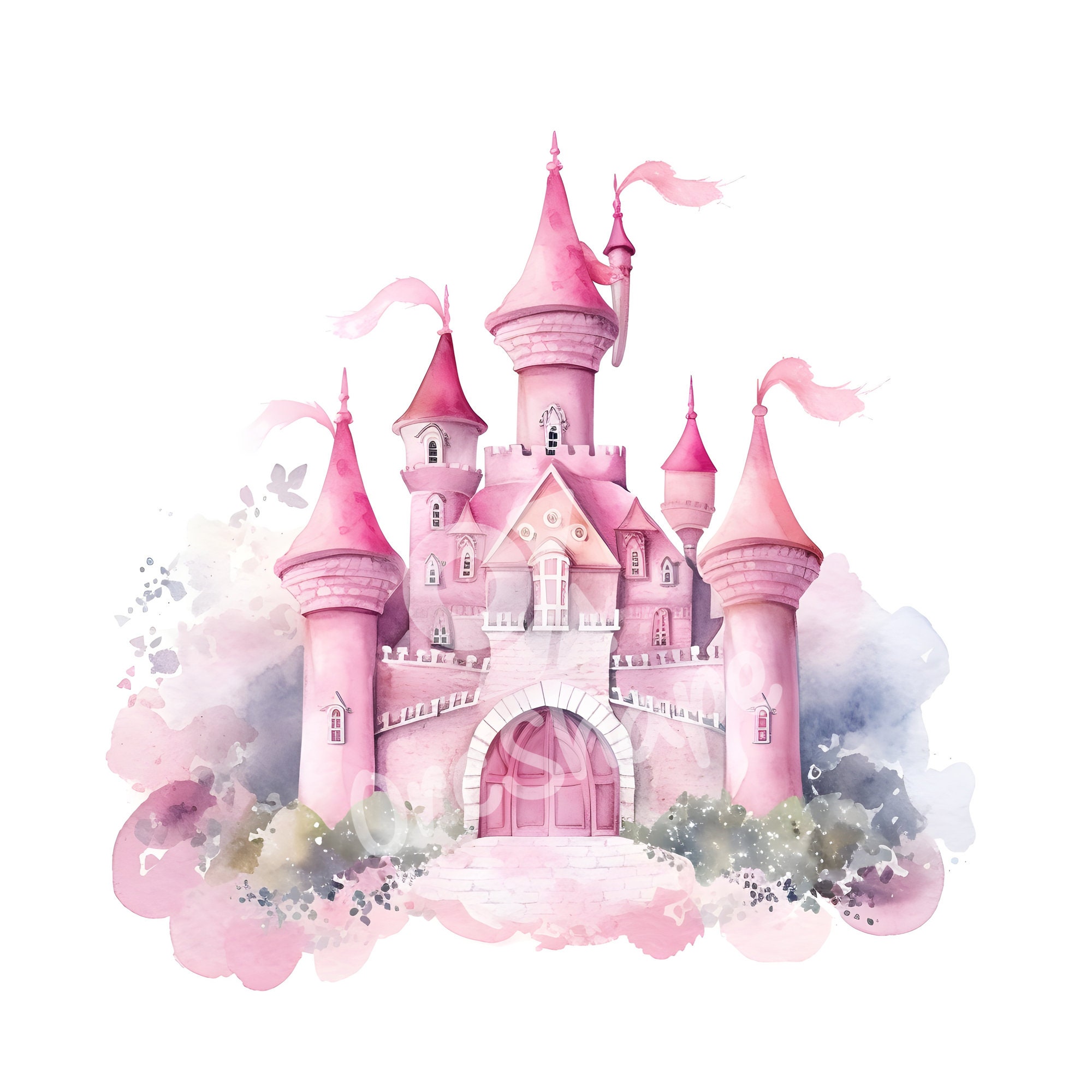 Watercolor Princess Castle Clipart, Fairy Princess Castle, Princess ...