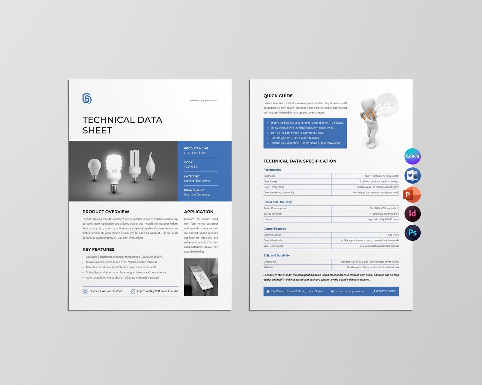 Technical Data Sheet Template, Company Fact Sheet, Product Data Sheet ...