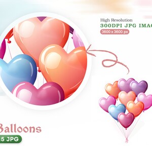Colorful Balloons Clipart, Birthday Balloon Clipart, Party Decorations ...