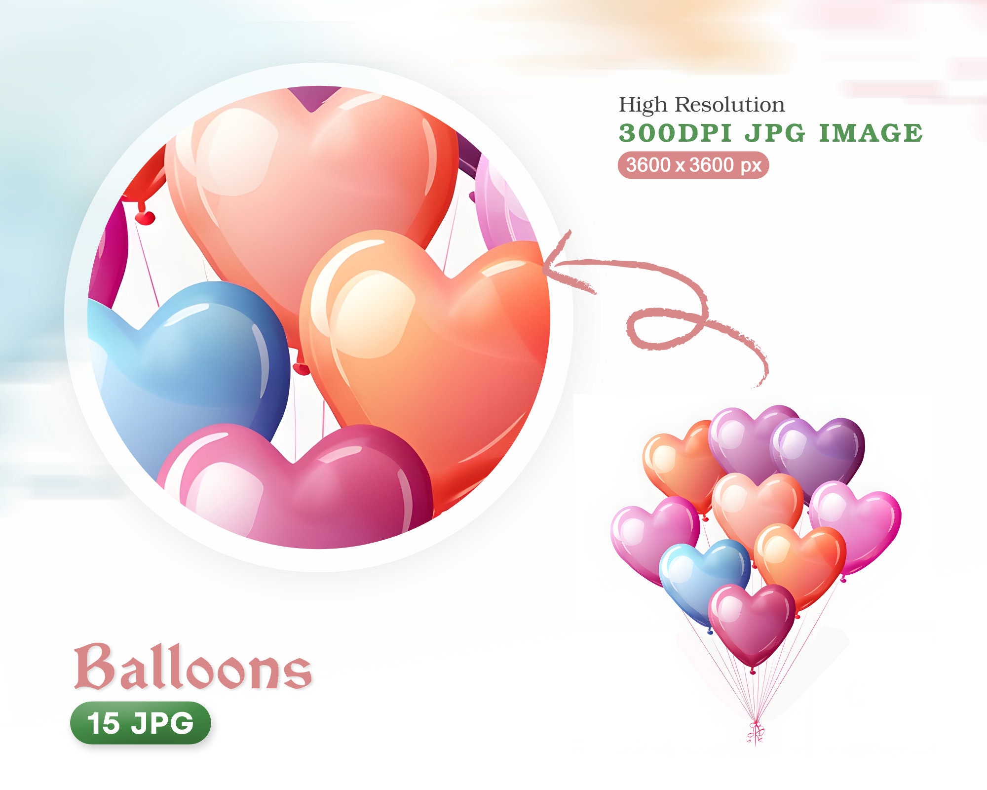 Colorful Balloons Clipart, Birthday Balloon Clipart, Party Decorations ...