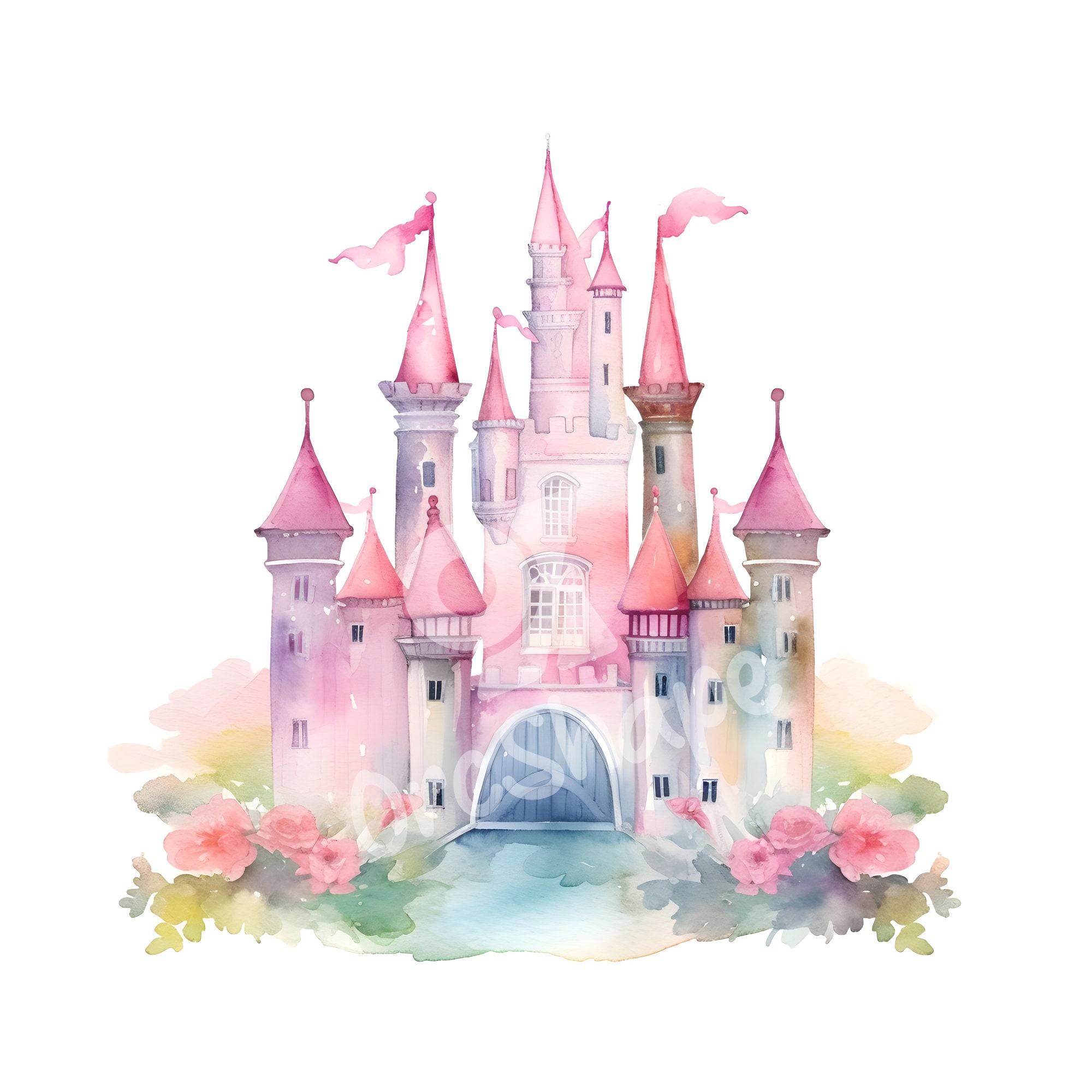 Watercolor Princess Castle Clipart, Fairy Princess Castle, Princess ...