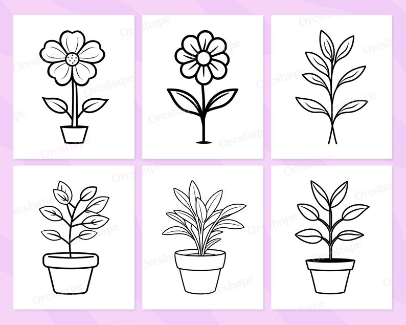 Simple Plants Coloring Pages, Cute Plants Coloring Book for Kids and ...