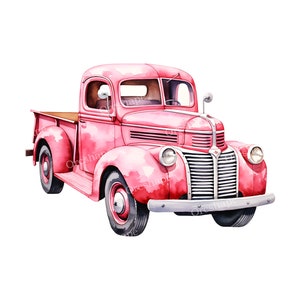 Vintage Pickup Truck Clipart, Watercolor Farm Truck Clipart, 12 High ...