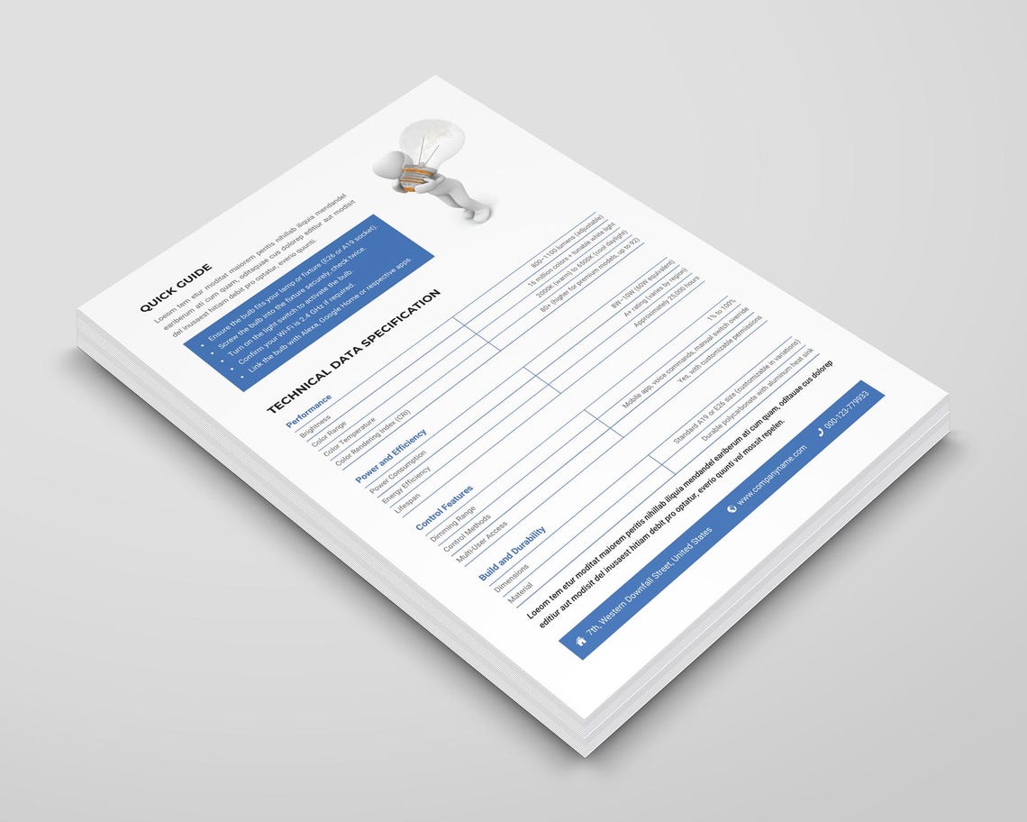 Technical Data Sheet Template, Company Fact Sheet, Product Data Sheet ...
