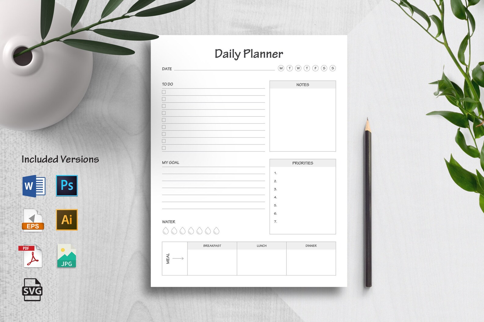 Daily Planner Printable Daily Planner to Do List - Etsy